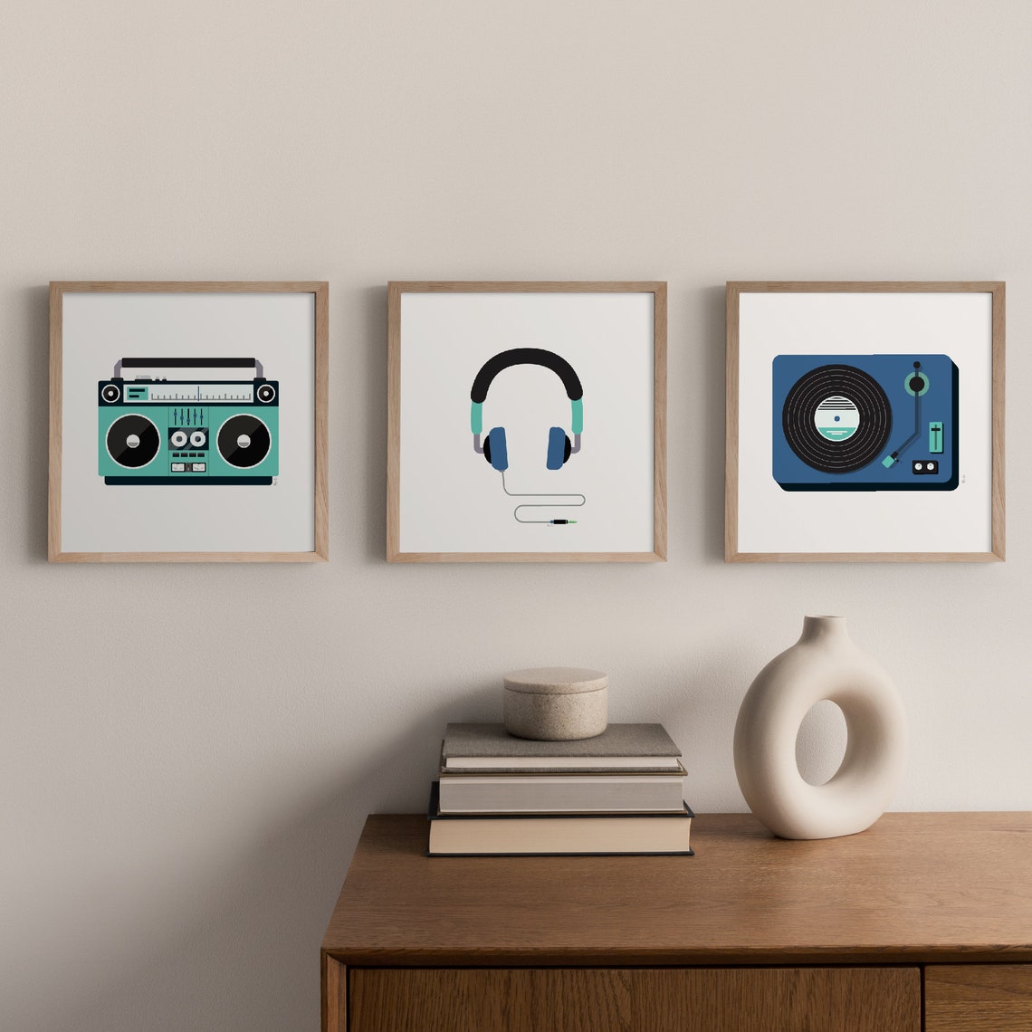 Music Art Set Music Poster Set Mid Century Music Decor - Etsy