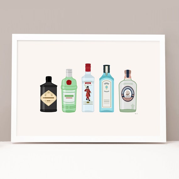 Gin Poster Bar Decor Gin Art Bar Art Bar Poster | Etsy