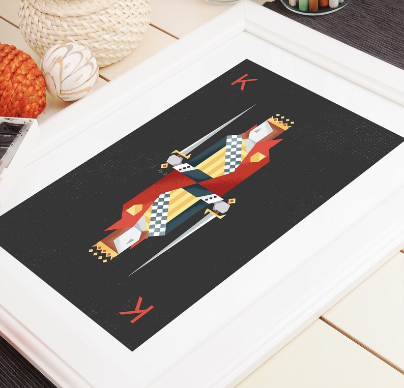 Red King Playing Card Art - Poker Room Decor - Roommate Gift - College ...