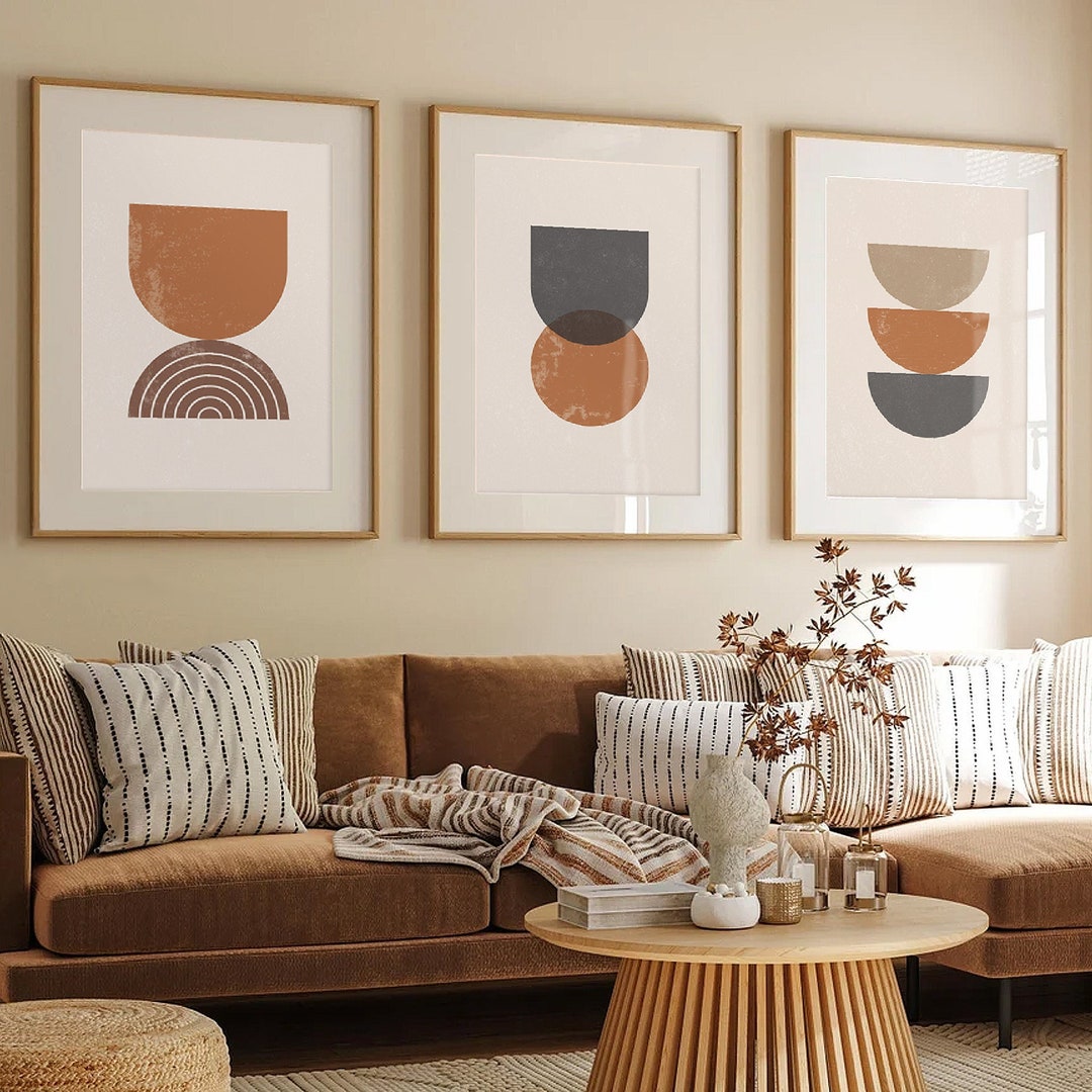Mid Century Modern Art Set - Boho Inspired Art Prints - Three Panel ...