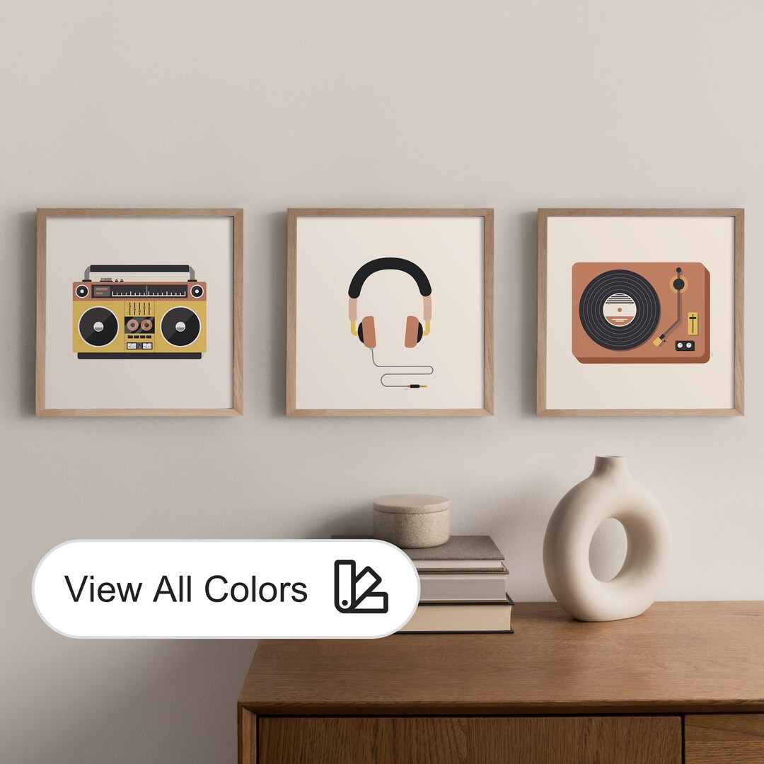 Music Art Set Music Poster Set Mid Century Music Decor - Etsy