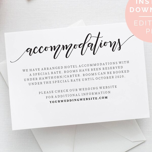 Accommodations Card - Etsy