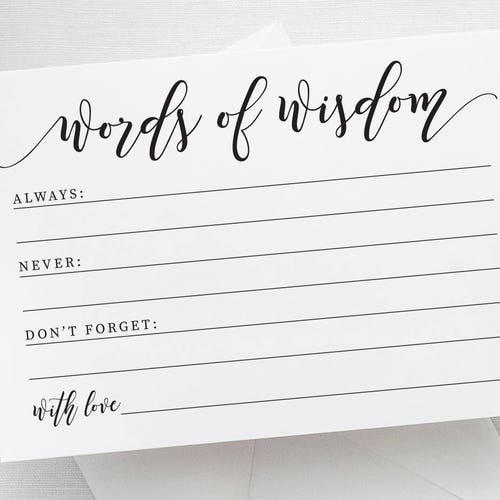 Words of Wisdom Card Printable Advice Card Wedding Advice - Etsy