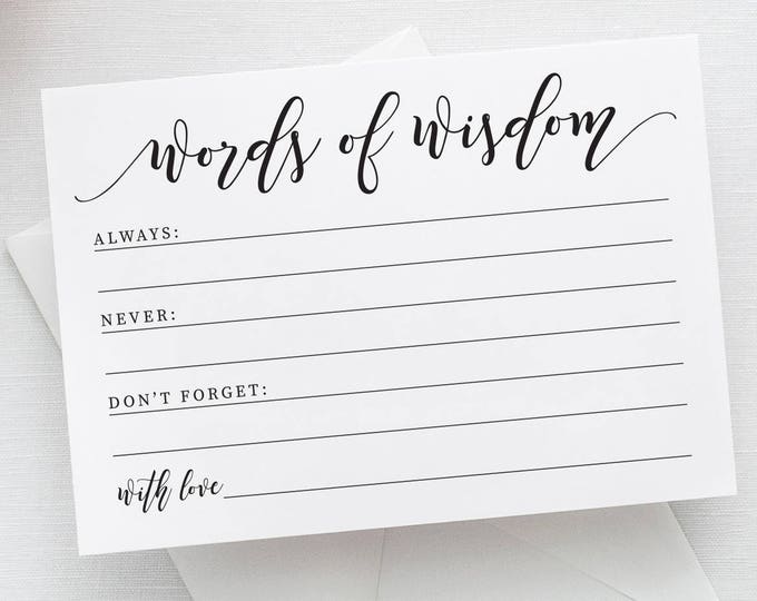 Words of Wisdom Card Printable Advice Card Wedding Advice - Etsy