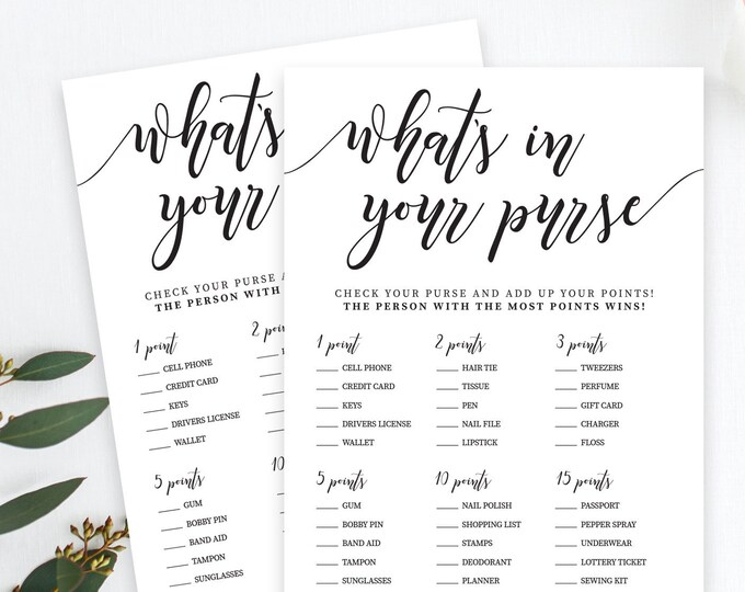 Whats in Your Purse Game Printable Purse Search Game Editable Bridal ...
