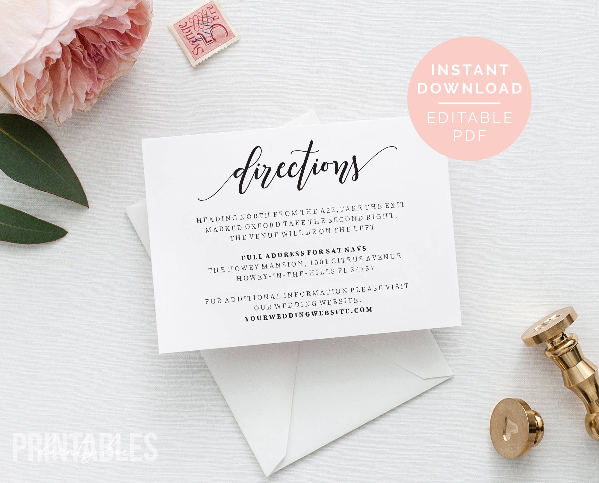 Printable Wedding Directions Card Wedding Details Card - Etsy