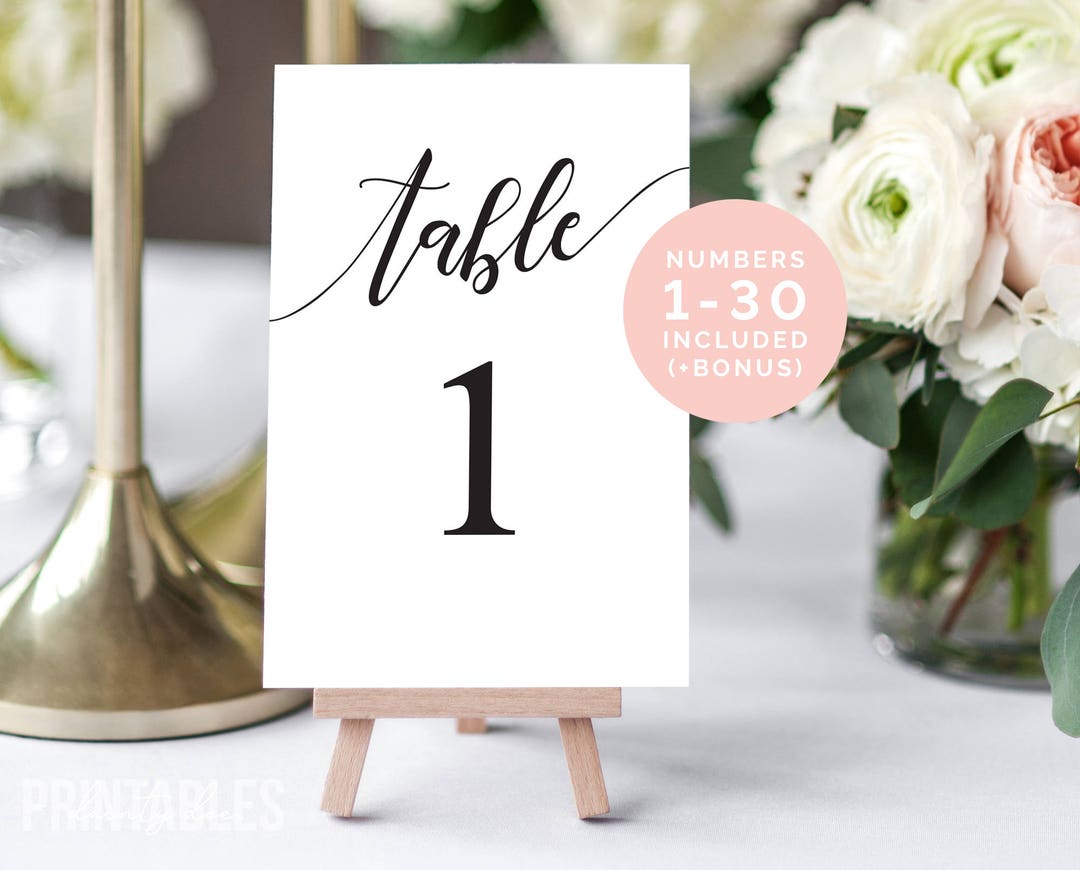 Table Numbers Printable Table Number Cards Table Numbers Wedding ...