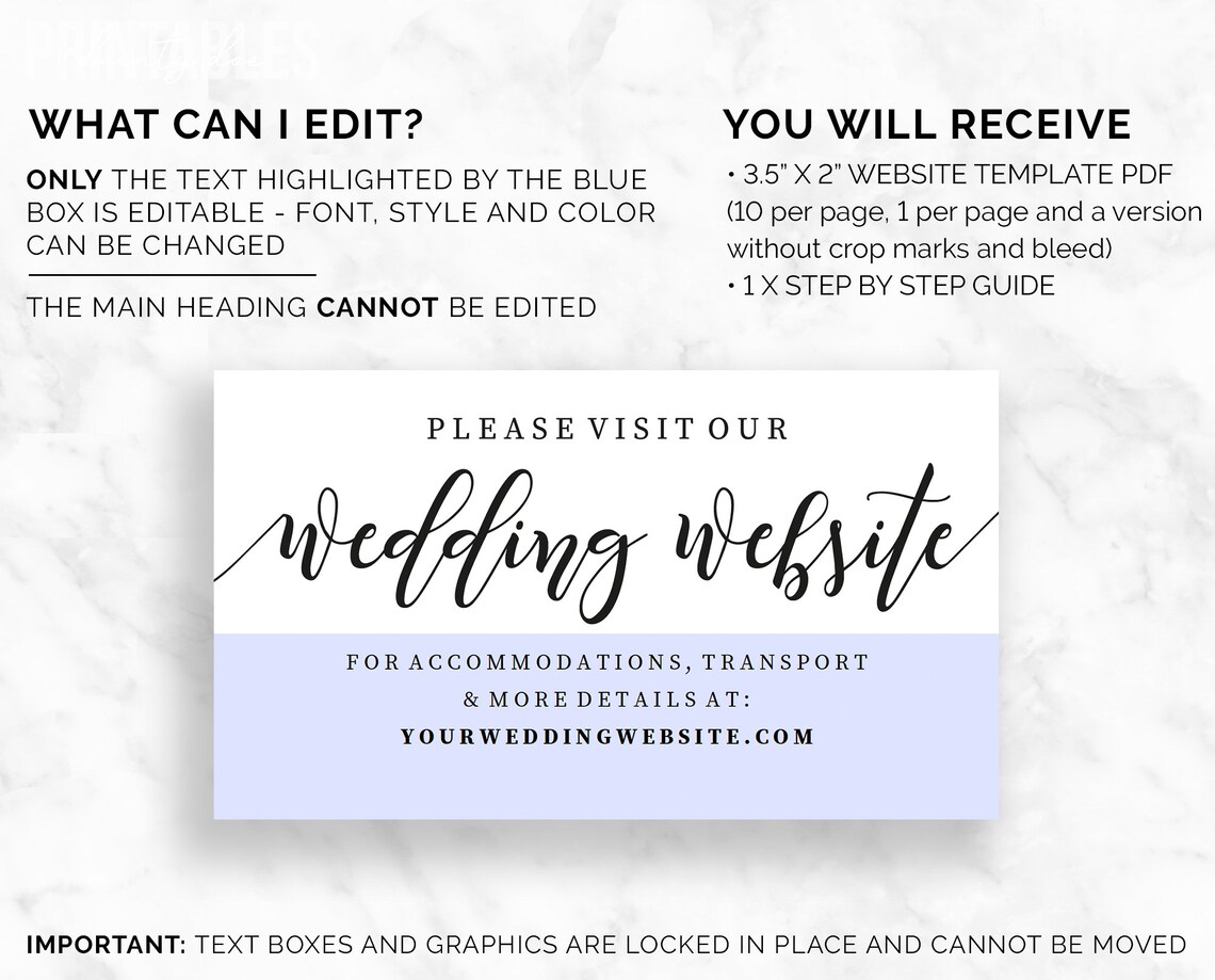 Wedding Website Card Template Editable Wedding Website | Etsy