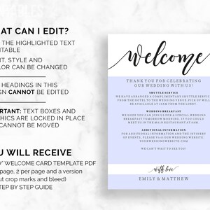 Welcome Wedding Letter Template Printable Welcome Card Template Wedding ...