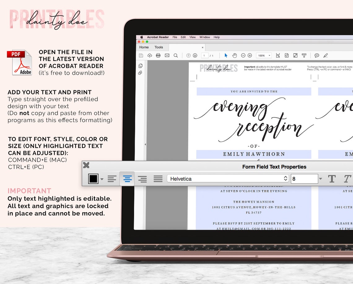 Wedding Evening Invitation Template Evening Reception Invite | Etsy