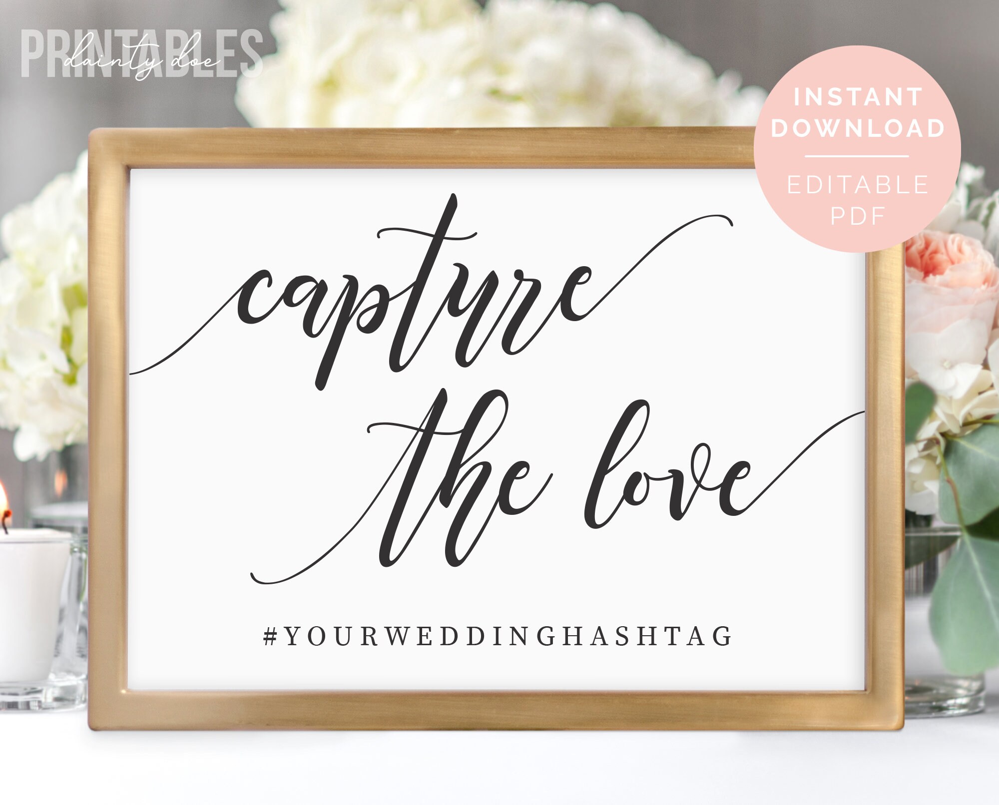 Printable Wedding Capture the Love Sign Editable Template | Etsy