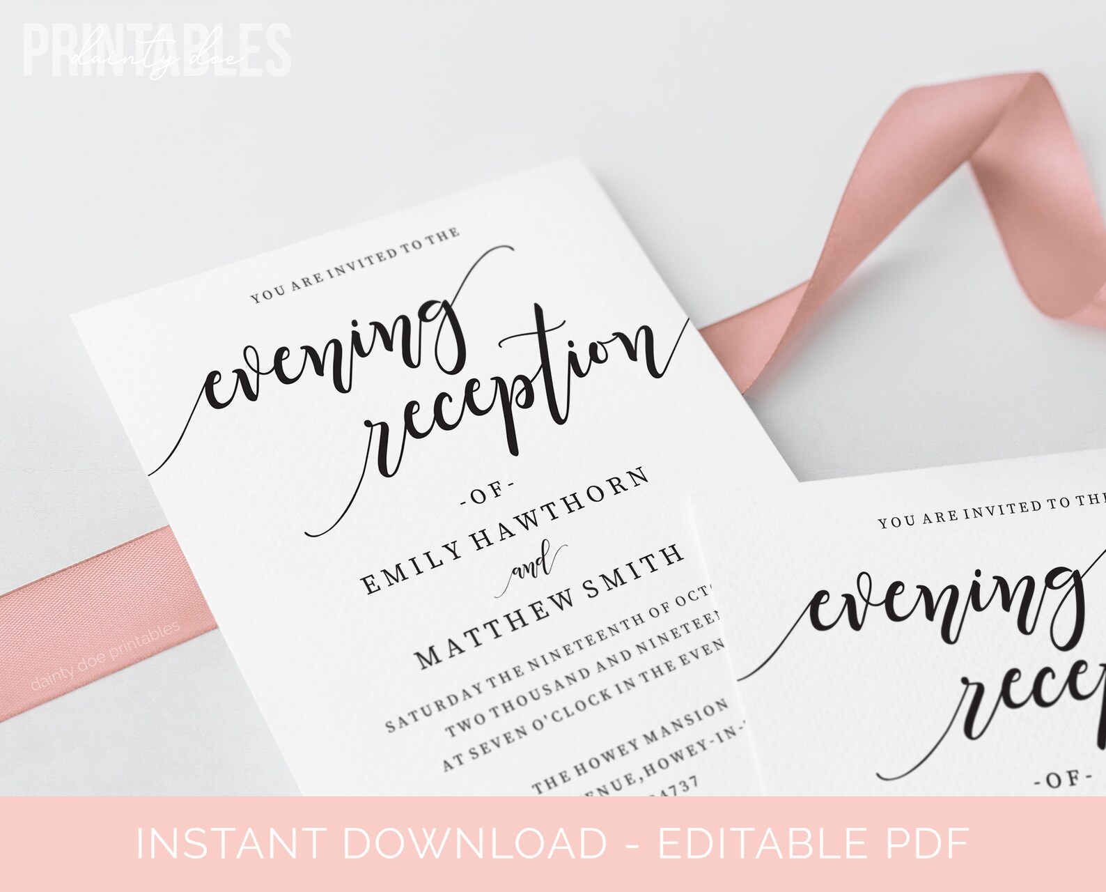 Wedding Evening Invitation Template Evening Reception Invite DIY ...