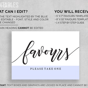 Printable Wedding Favours Sign Editable Template Please - Etsy