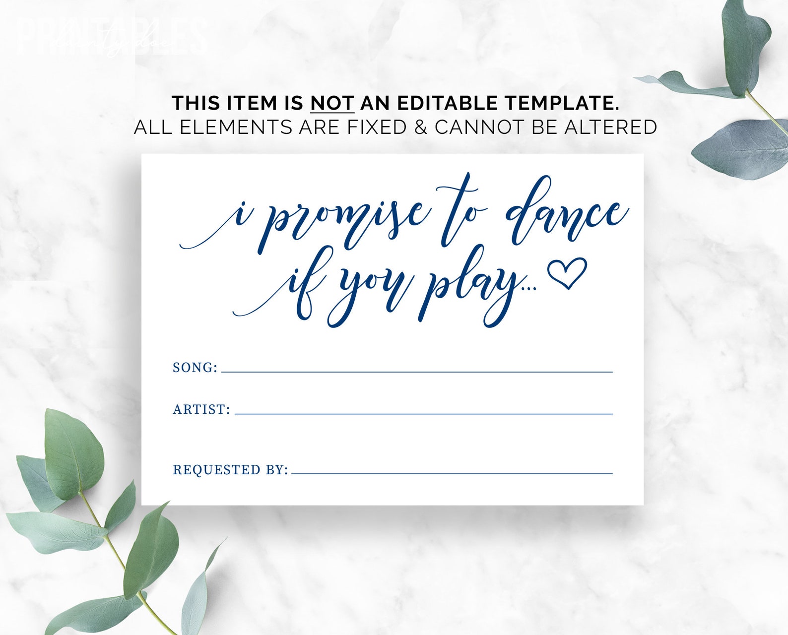 Navy Printable Song Request Card Wedding Song Request I | Etsy