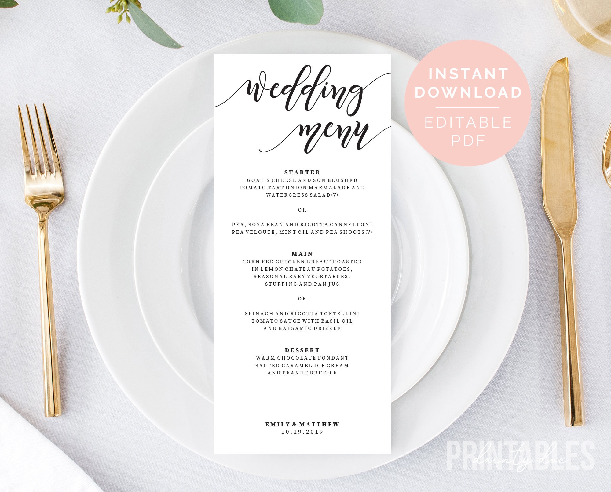 Editable Menu Template Printable Wedding Menu Editable - Etsy