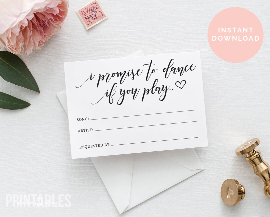 Printable Song Request Card Wedding Song Request I Promise - Etsy Canada