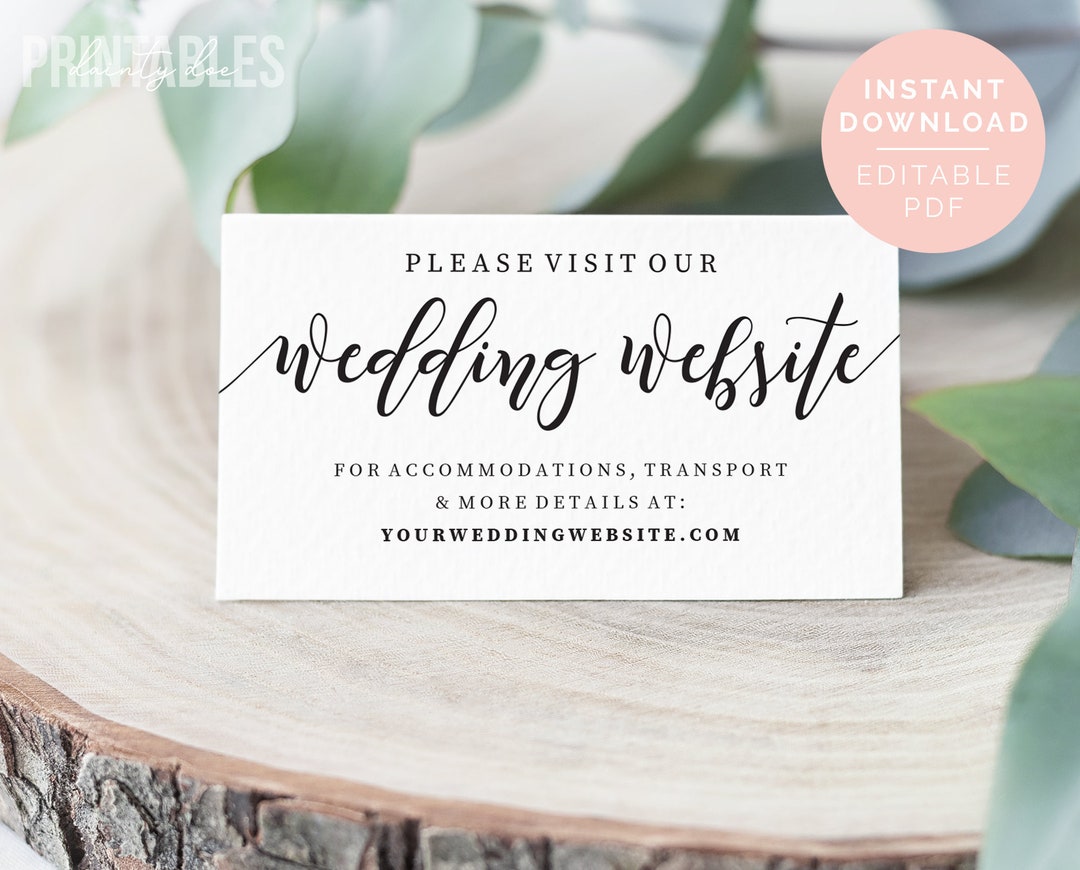 Wedding Website Card Template Editable Wedding Website Insert Card ...