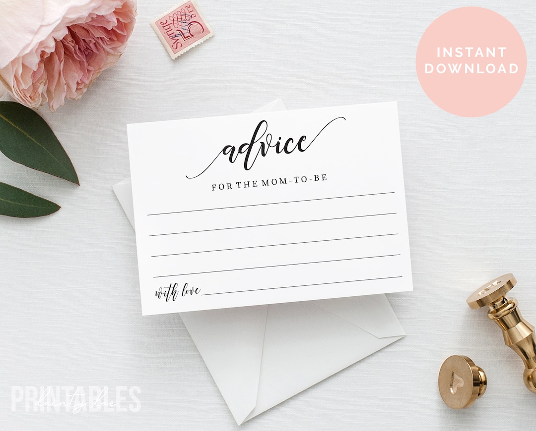 Advice for Mom to Be Printable Advice Card Baby Shower Ideas Mom-to-be ...
