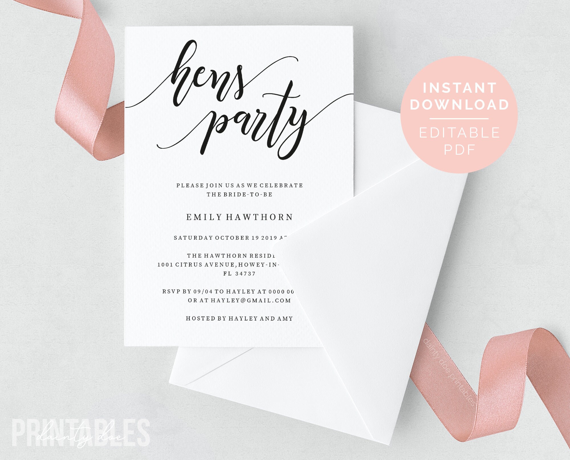 Printable Hens Party Invitation Editable Hens Night Template - Etsy