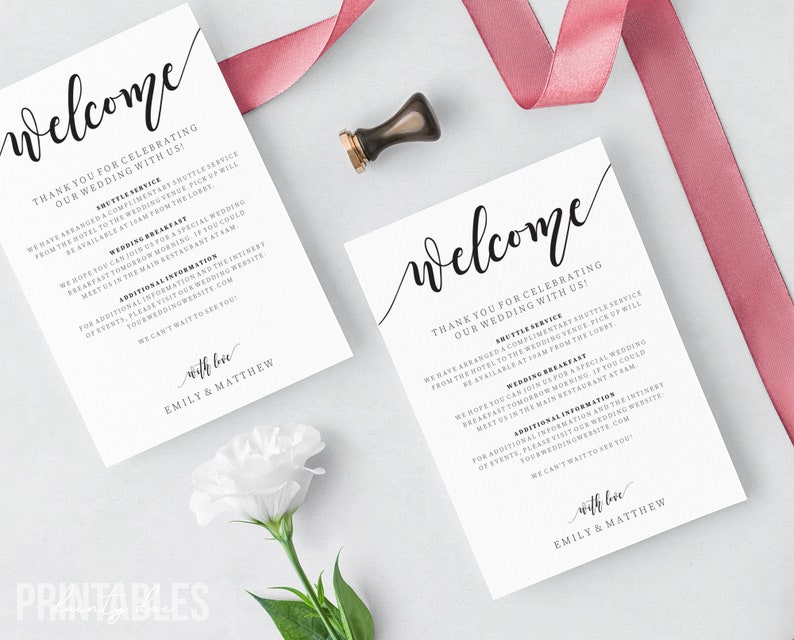 Welcome Wedding Letter Template Printable Welcome Card - Etsy