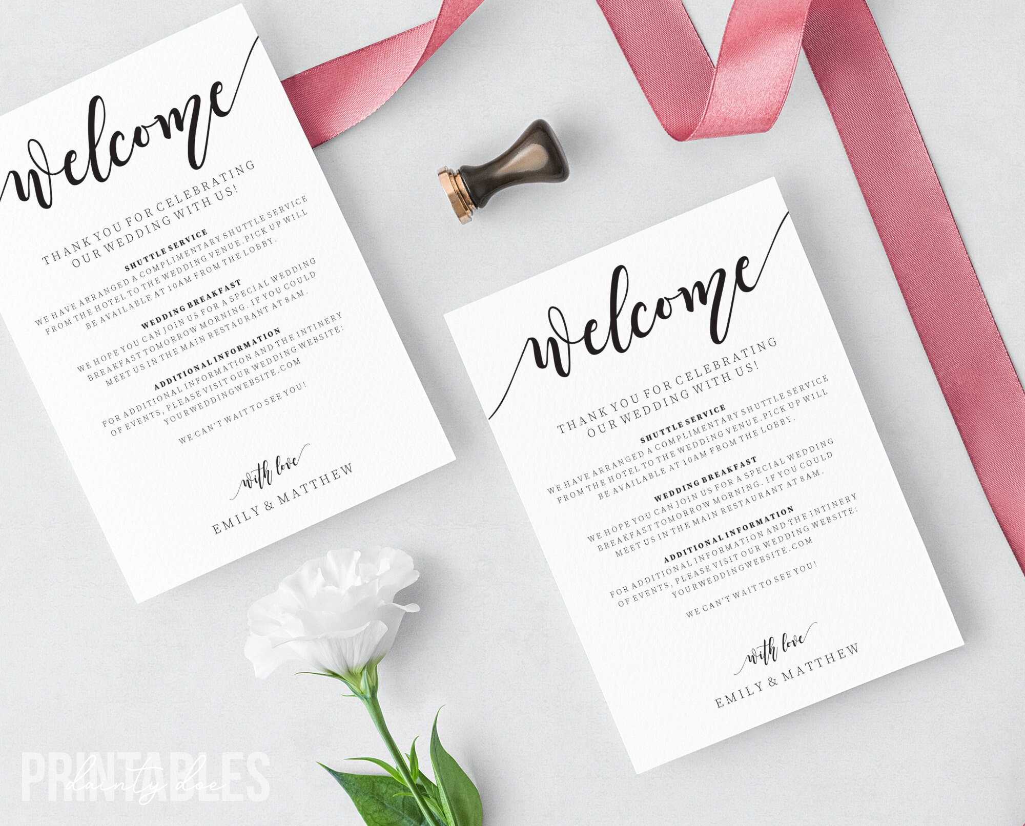 Welcome Wedding Letter Template Printable Welcome Card | Etsy