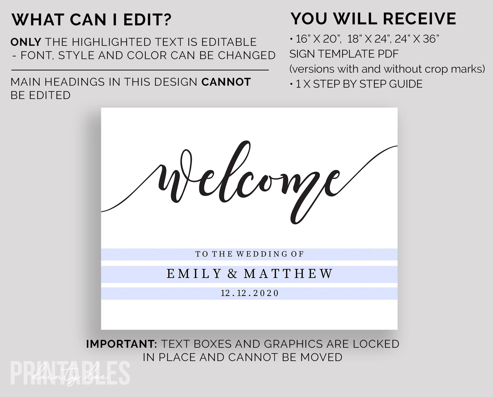 Editable Welcome Sign Printable Wedding Sign Template - Etsy