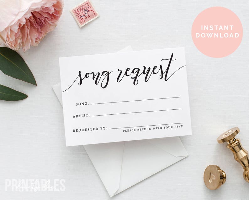 Printable Song Request Card Song RSVP Card DJ Request Card - Etsy