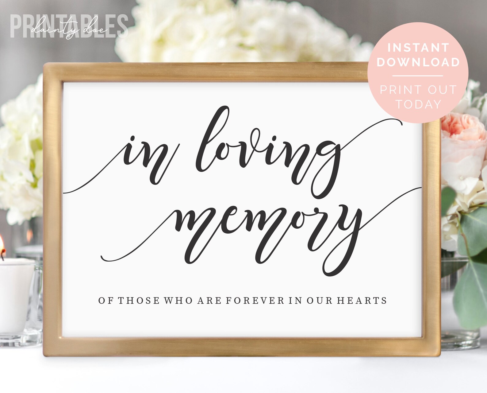 Printable in Loving Memory Sign Forever in Our Hearts Sign - Etsy
