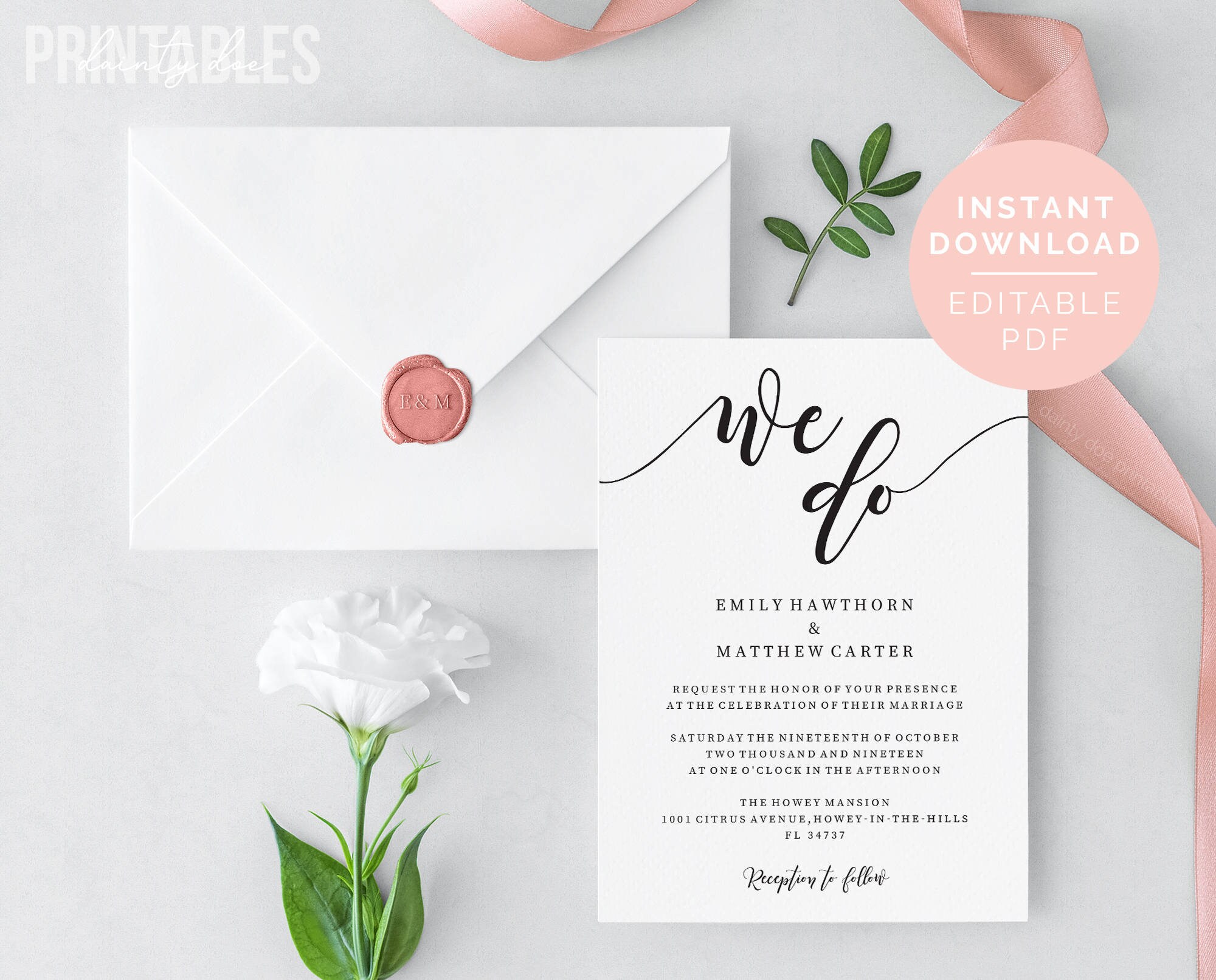 Printable Editable Wedding Invitation Invitation Template | Etsy
