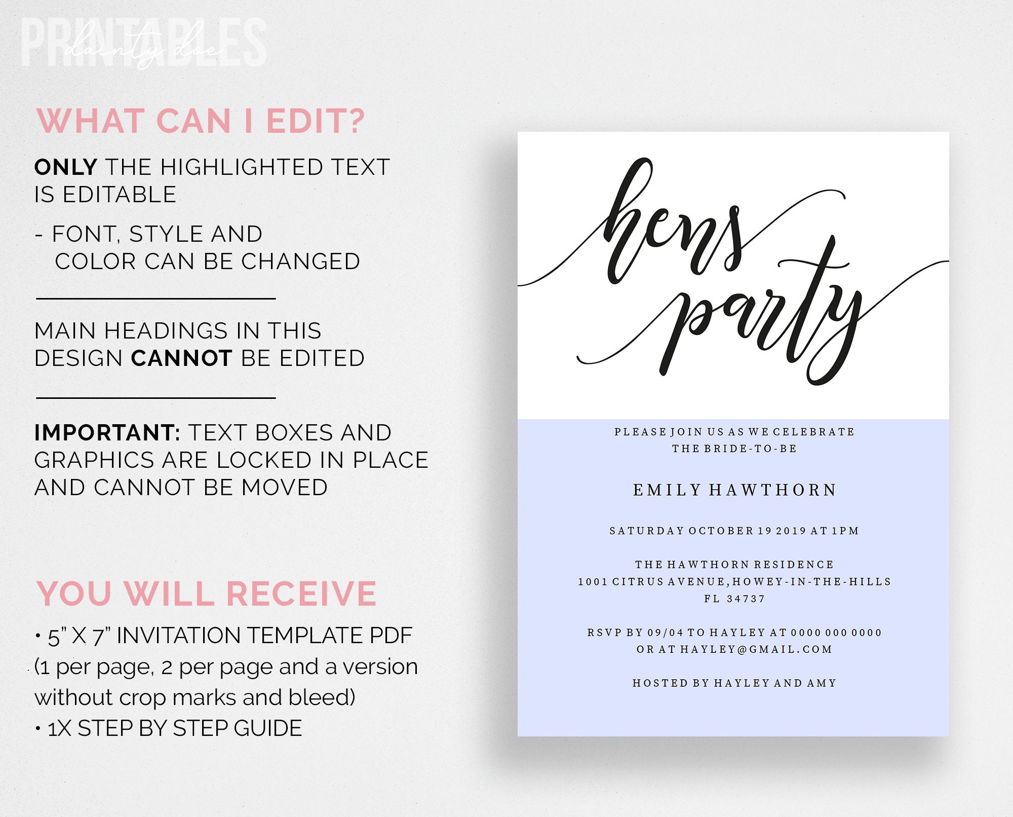Printable Hens Party Invitation Editable Hens Night Template - Etsy