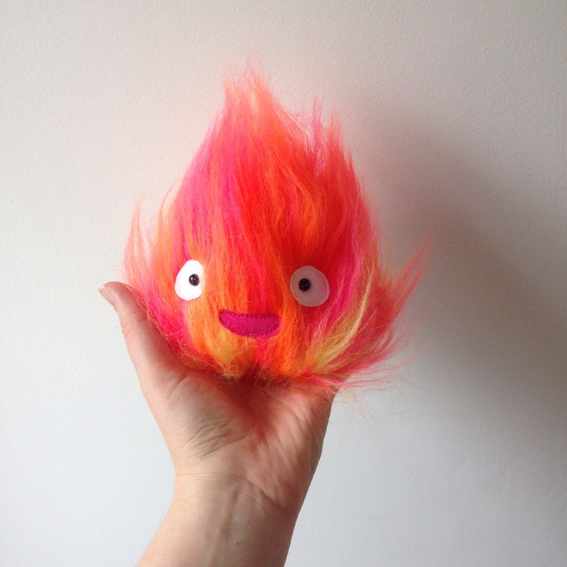 Small happy calcifer plushie howls moving castle | Etsy