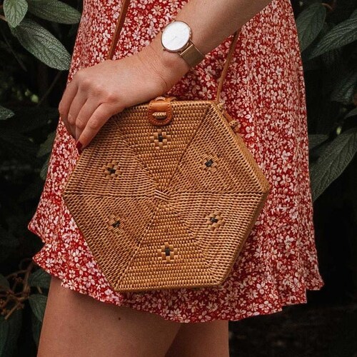 Trapeze Rattan Bag Bali Bag Straw Bag Handwoven Shoulder - Etsy