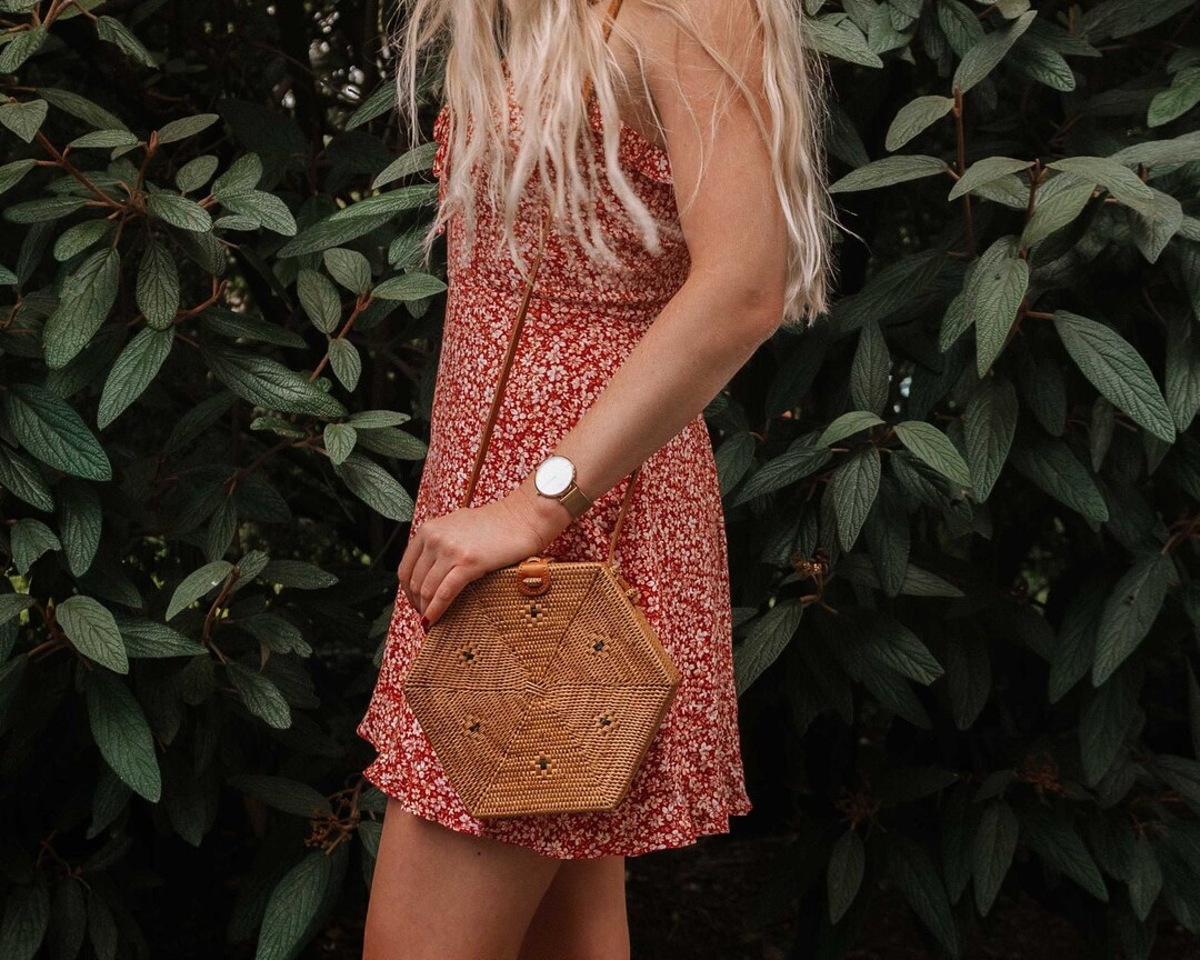 VEGAN Purse, Wicker Purse, Boho Purse, Vegan Leather Purse, Rattan Bag ...