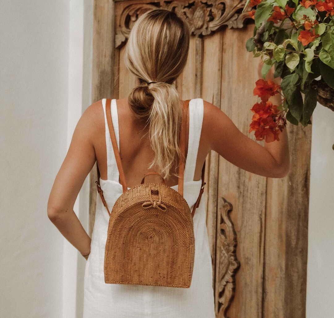 Straw Backpack, Rattan Backpack, Wicker Backpack, Beach Backpack ...