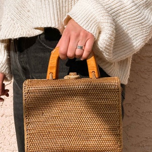 Rattan Bag, Wood Handle Purse, Rattan Clutch, Straw Handbag, Wood Purse ...