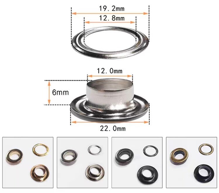 100 Sets Brass Hole With Washer, Hole Sleeve, Leather Craft Repair Hole ...