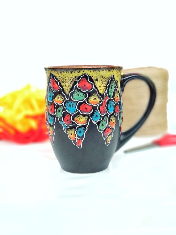 Colorful mug. Pottery mug handmade. Christmas gift idea. | Etsy