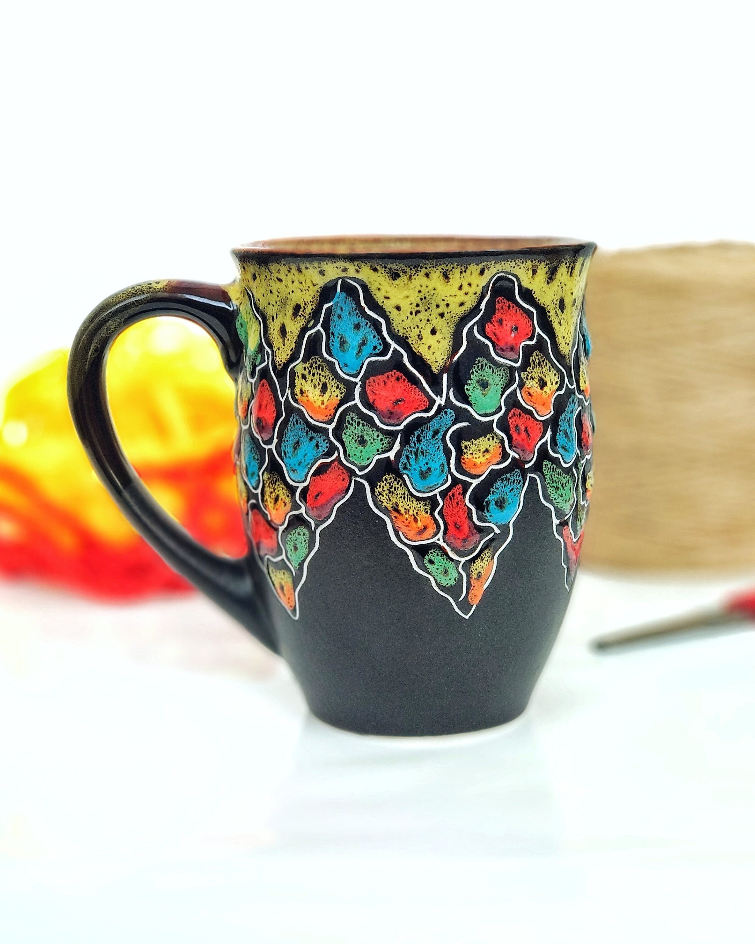 Colorful Mug. Pottery Mug Handmade. Christmas Gift Idea. | Etsy