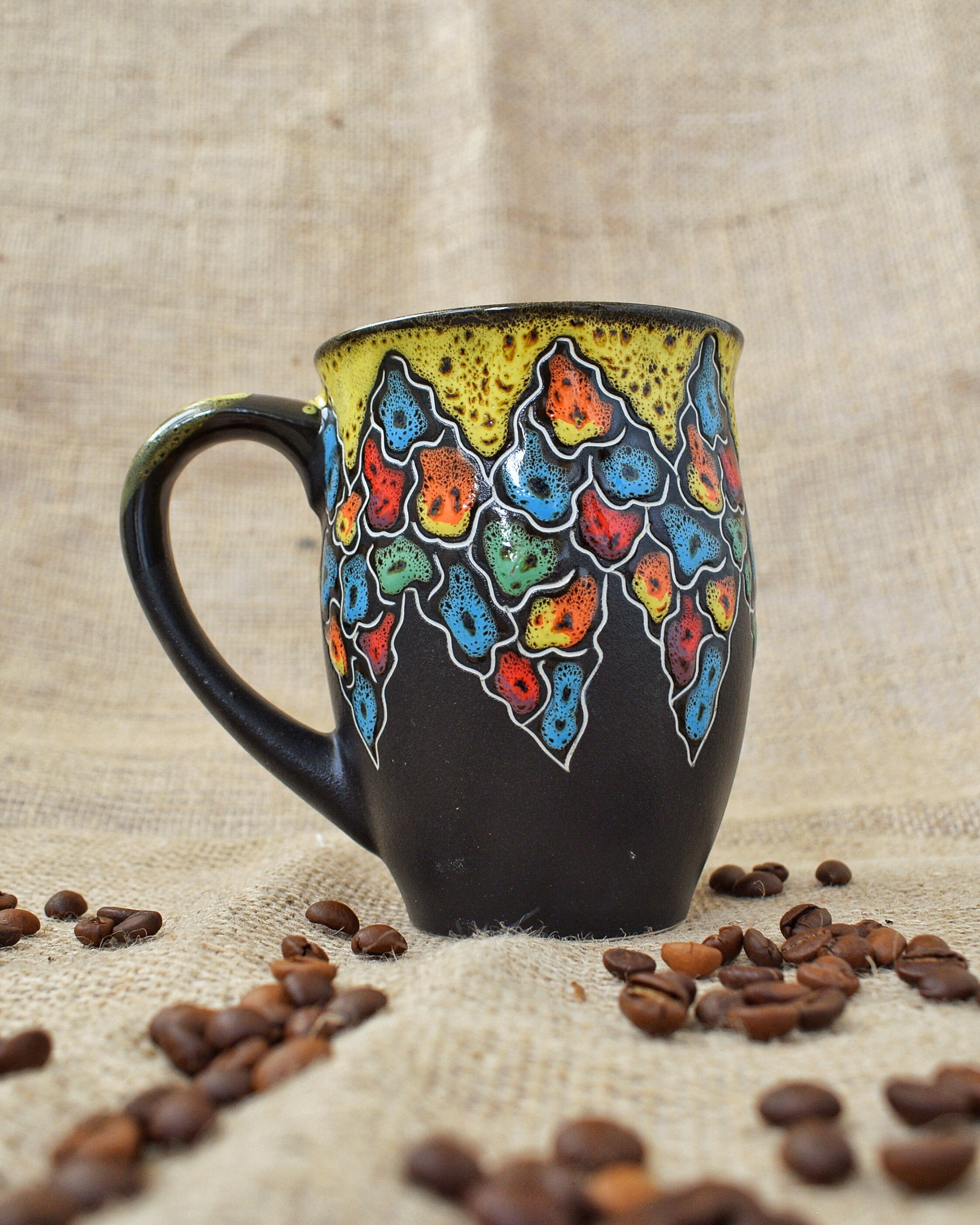 Colorful Mug. Pottery Mug Handmade. Christmas Gift Idea. | Etsy