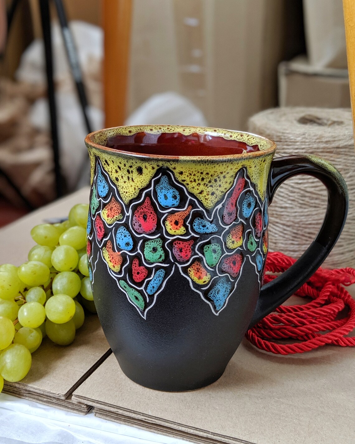 Colorful Mug. Pottery Mug Handmade. Christmas Gift Idea. | Etsy