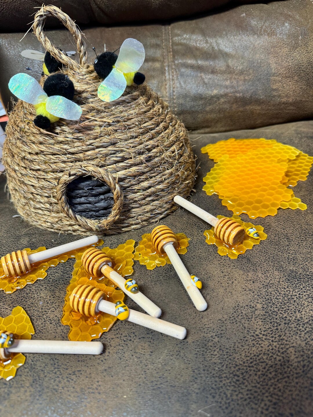 Handmade Large Rope Beehive Honeycomb Wood Honey Sticks Party Decor ...