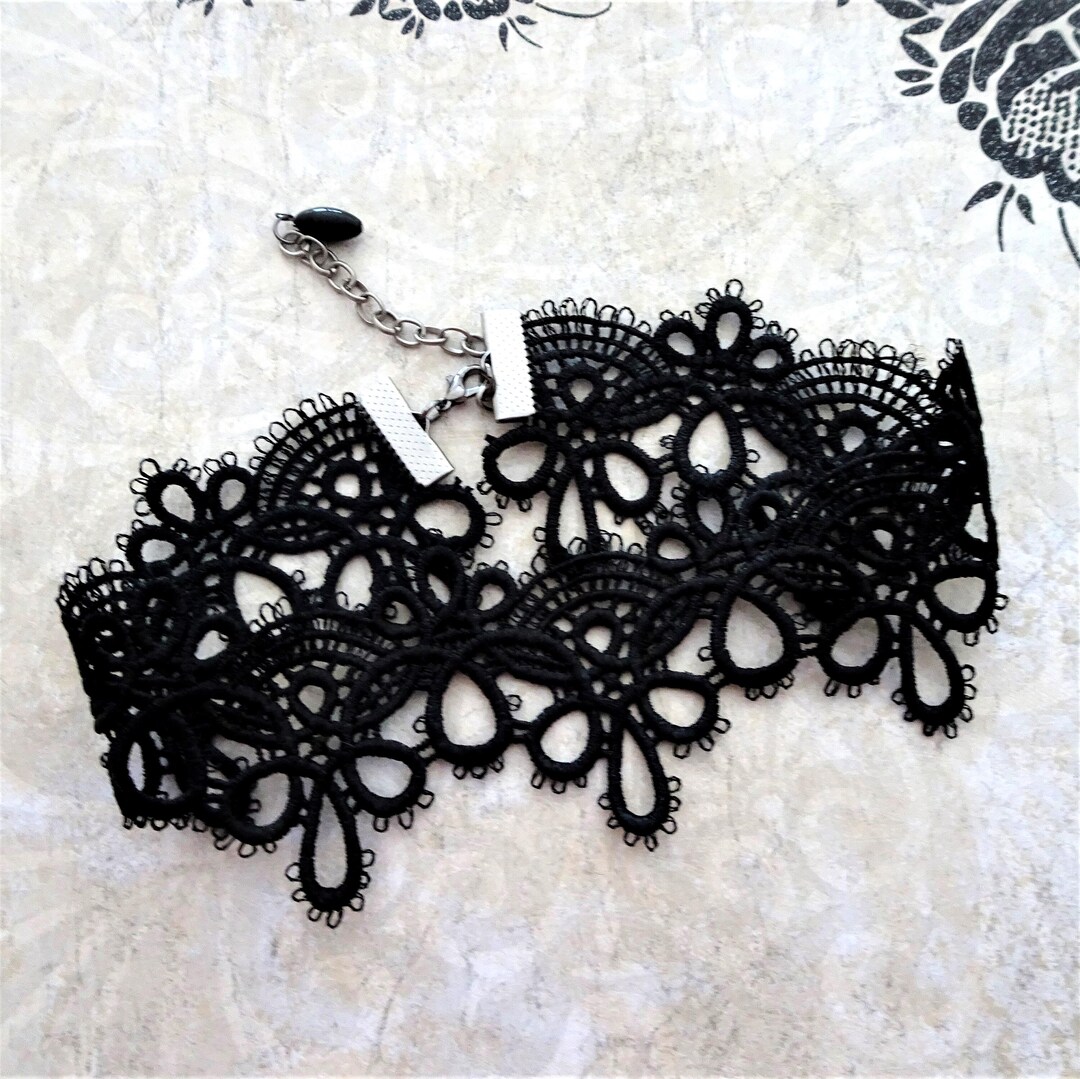 Black Lace Choker Necklace, Gilded Age Costume Choker, Prom Choker ...