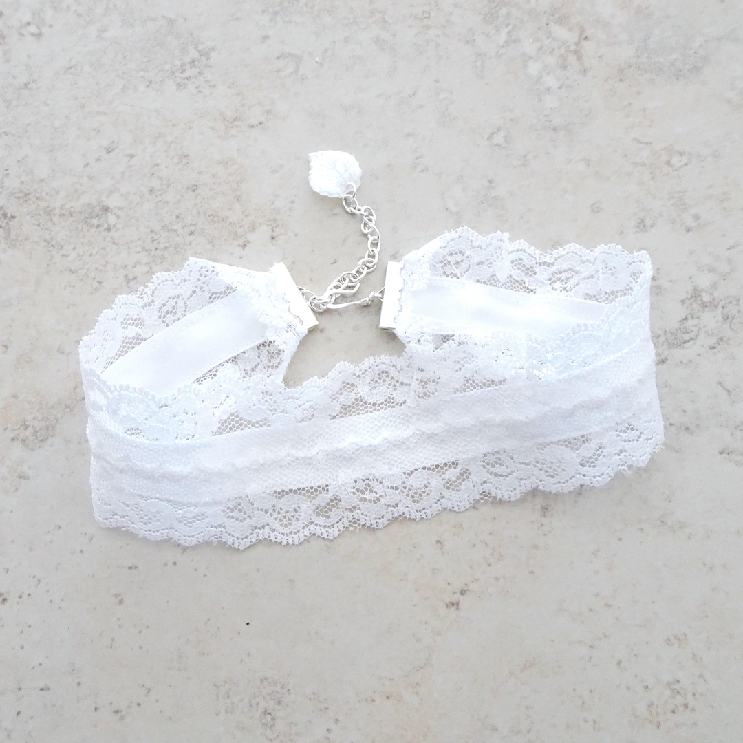 White Floral Lace Choker Necklace: Bridal Wedding Jewelry - Etsy