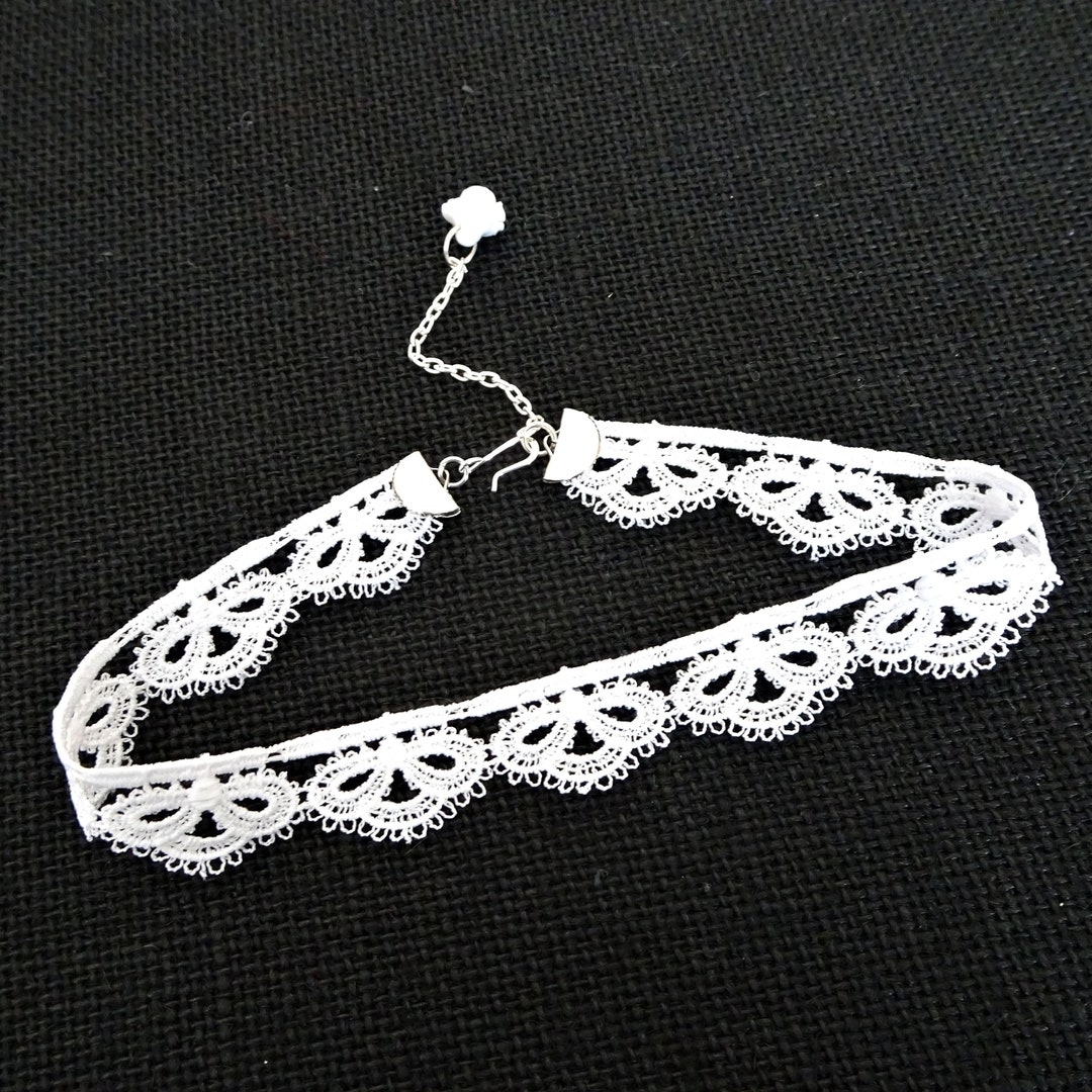 White Lace Choker Necklace: Bridal Wedding Jewelry - Etsy