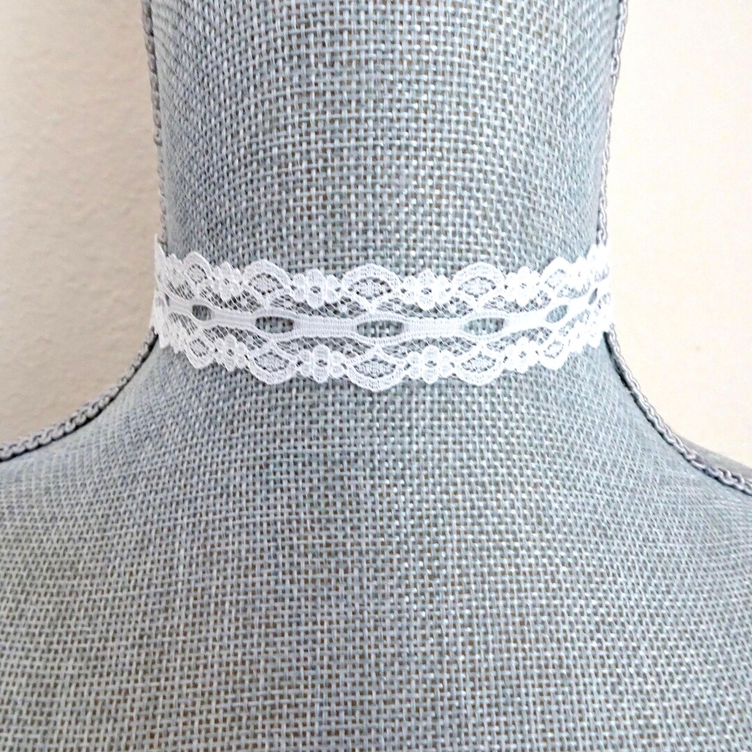 White Eyelet Lace Choker Necklace, Wedding Jewelry, Victorian Costume ...