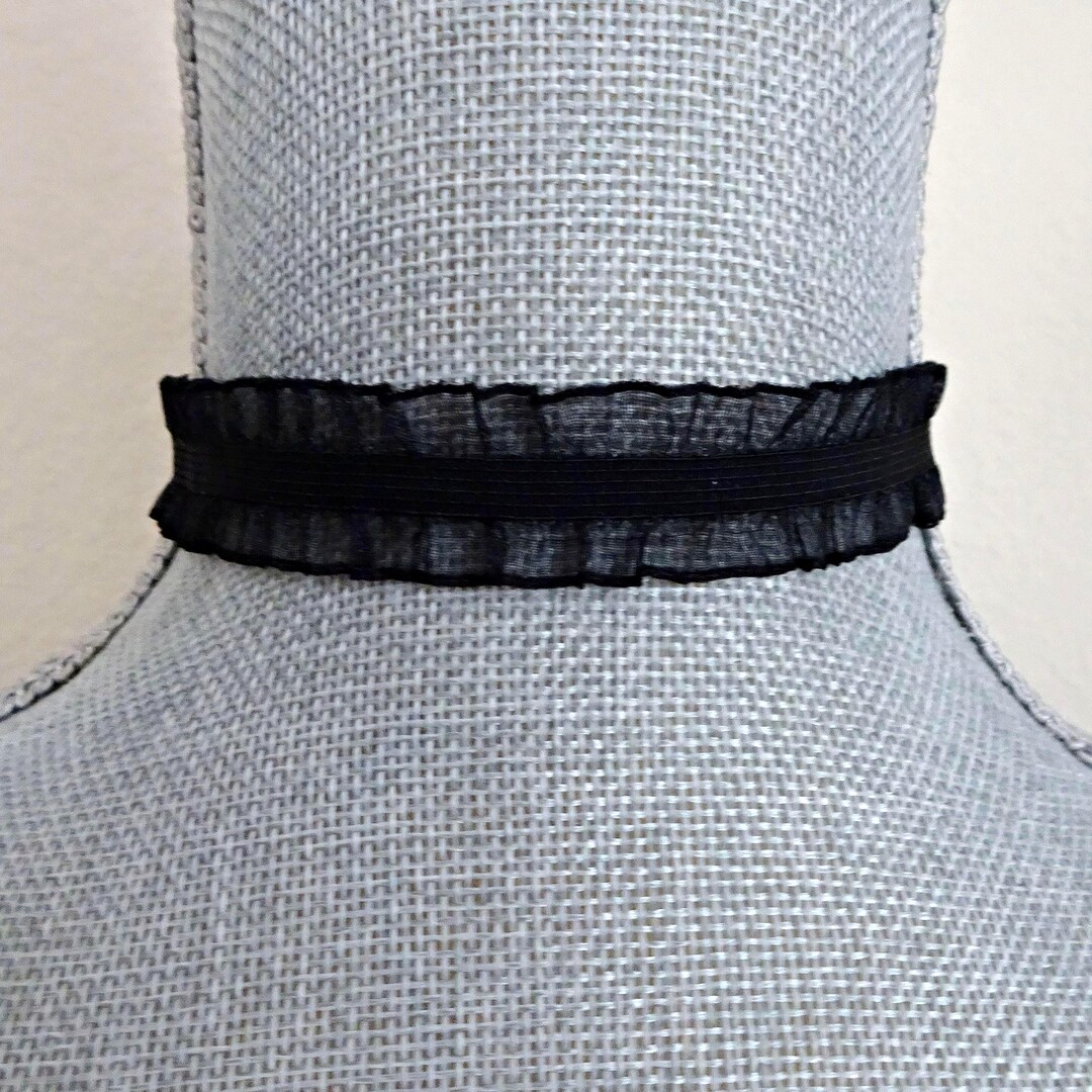 Black Organza Ruffled Choker Necklace, Victorian, Adjustable - Etsy