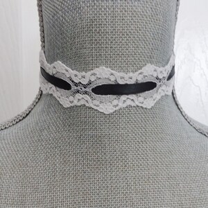 French Maid Choker Necklace, White Lace Choker, Black Ribbon Choker ...