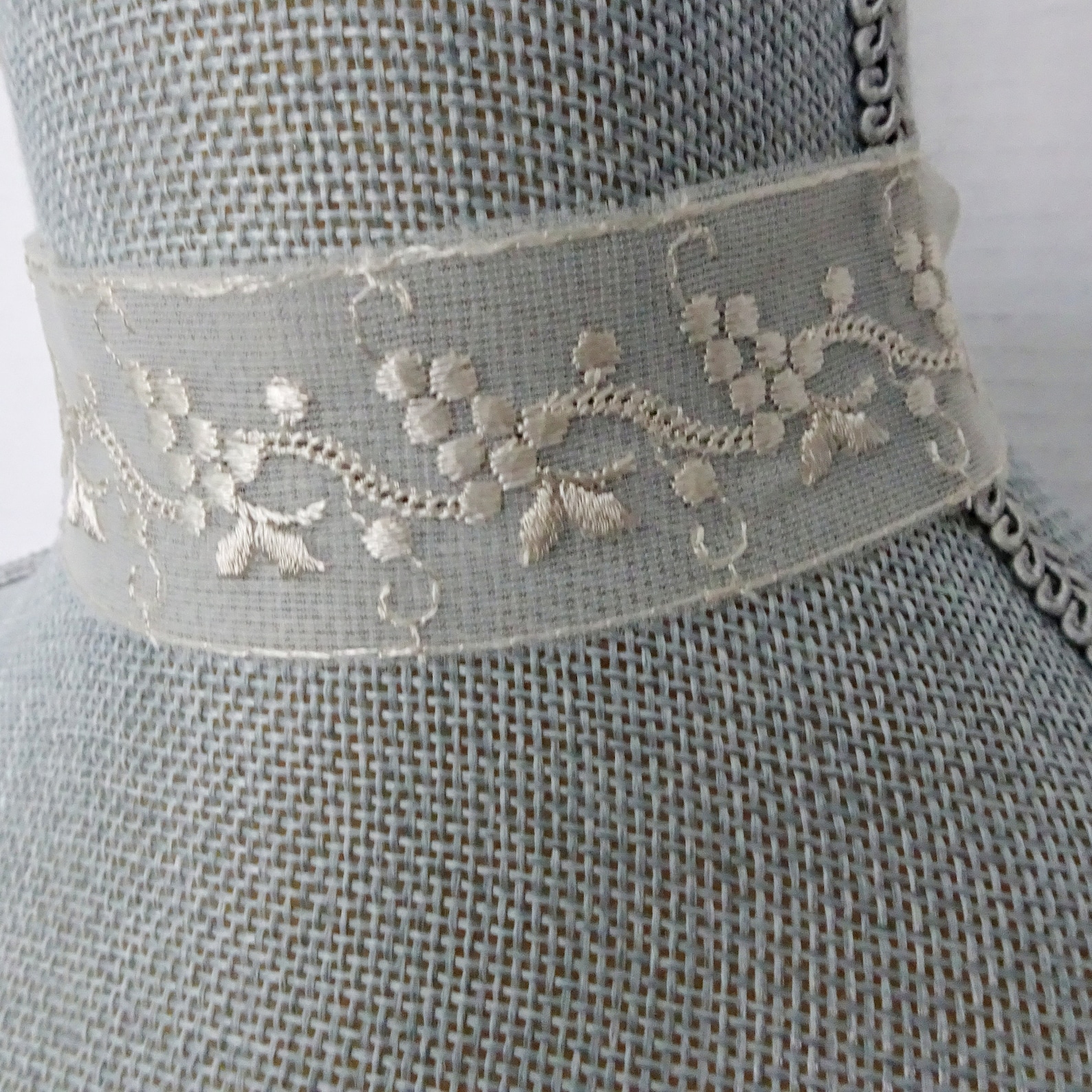 Ivory Embroidered Vintage Ribbon Choker Necklace, Grape Pattern, Prom ...