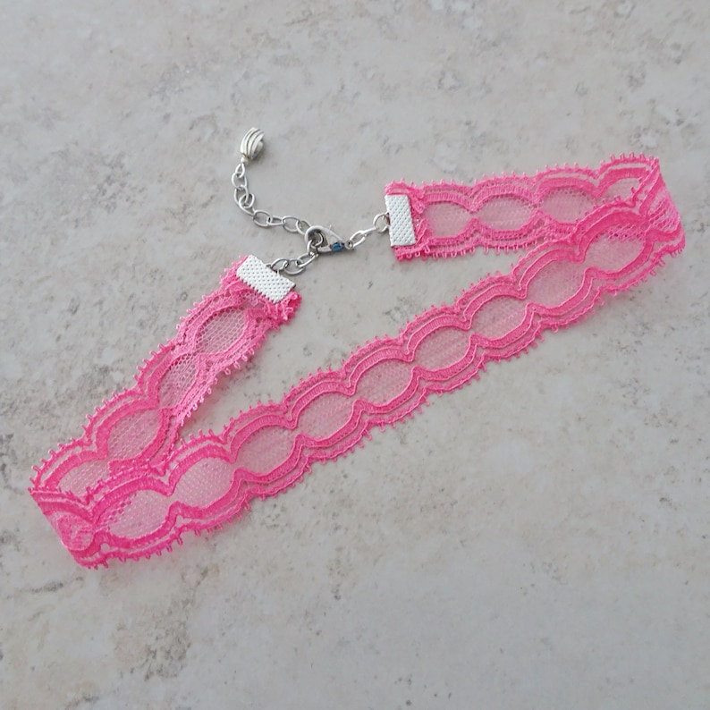 Pink Lace Choker Necklaces Pastel Pink Necklace Coral Pink | Etsy