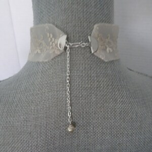 Ivory Embroidered Vintage Ribbon Choker Necklace, Grape Pattern, Prom ...